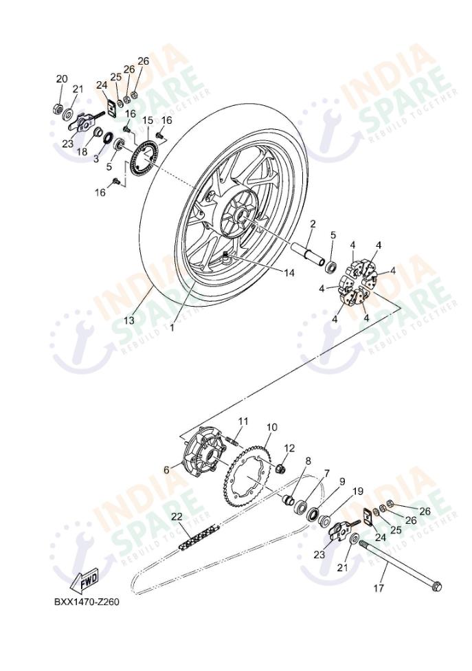 Yamaha FZX D521 Rr Wheel | IndiaSpare
