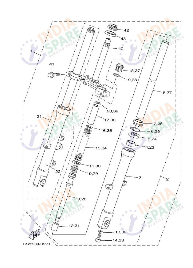 Yamaha R15 V2 2FB8 Fr Fork | IndiaSpare