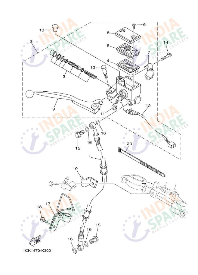 Yamaha R15 V2 2FB8 Fr Master Cylinder | IndiaSpare