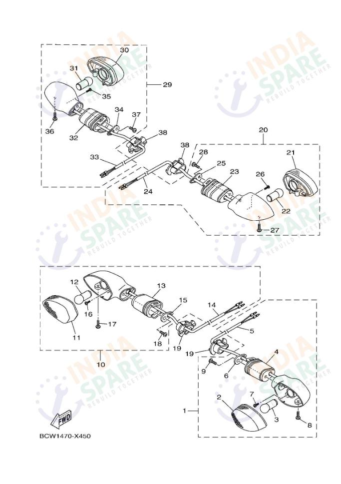 Yamaha R15 V4 BCW1 Flasher Light | IndiaSpare